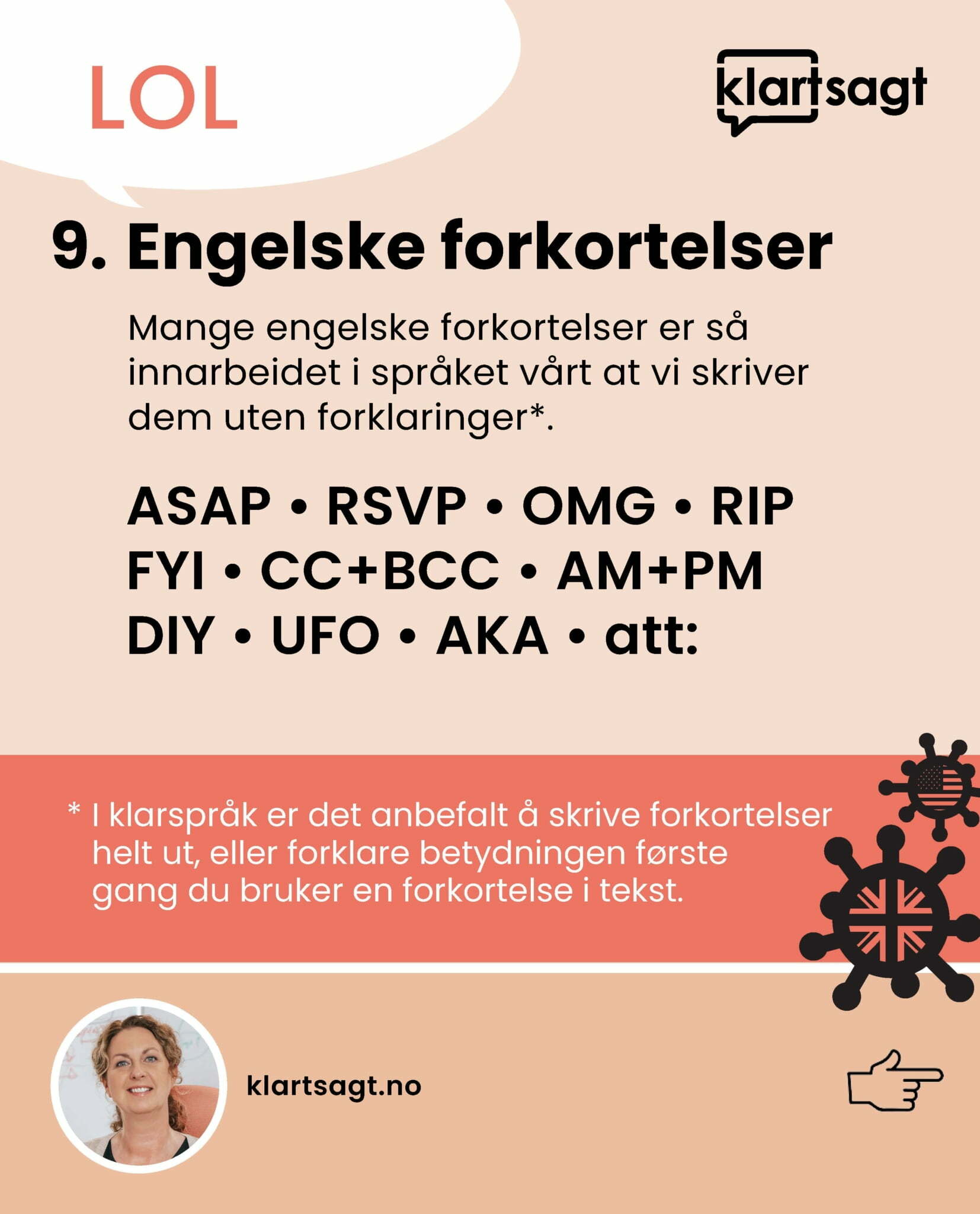 Symptomer på anglifisert skriving - Klart Sagt