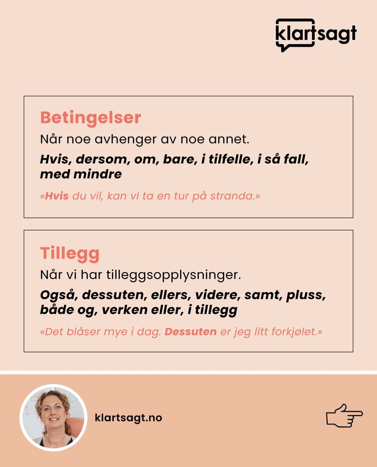 Bindeord viser vei i teksten - Klart Sagt