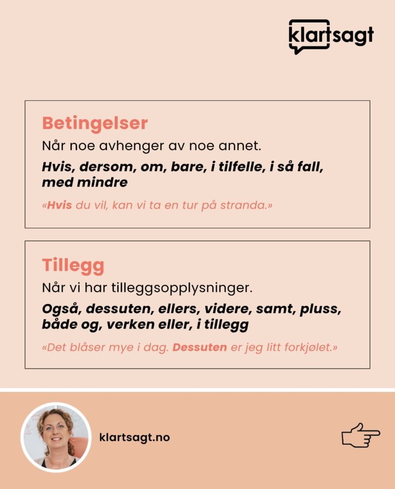 Bindeord viser vei i teksten - Klart Sagt