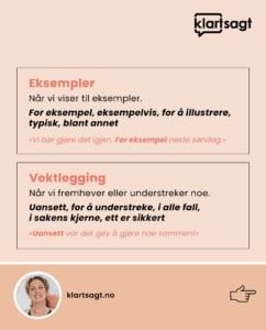 Bindeord viser vei i teksten - Klart Sagt