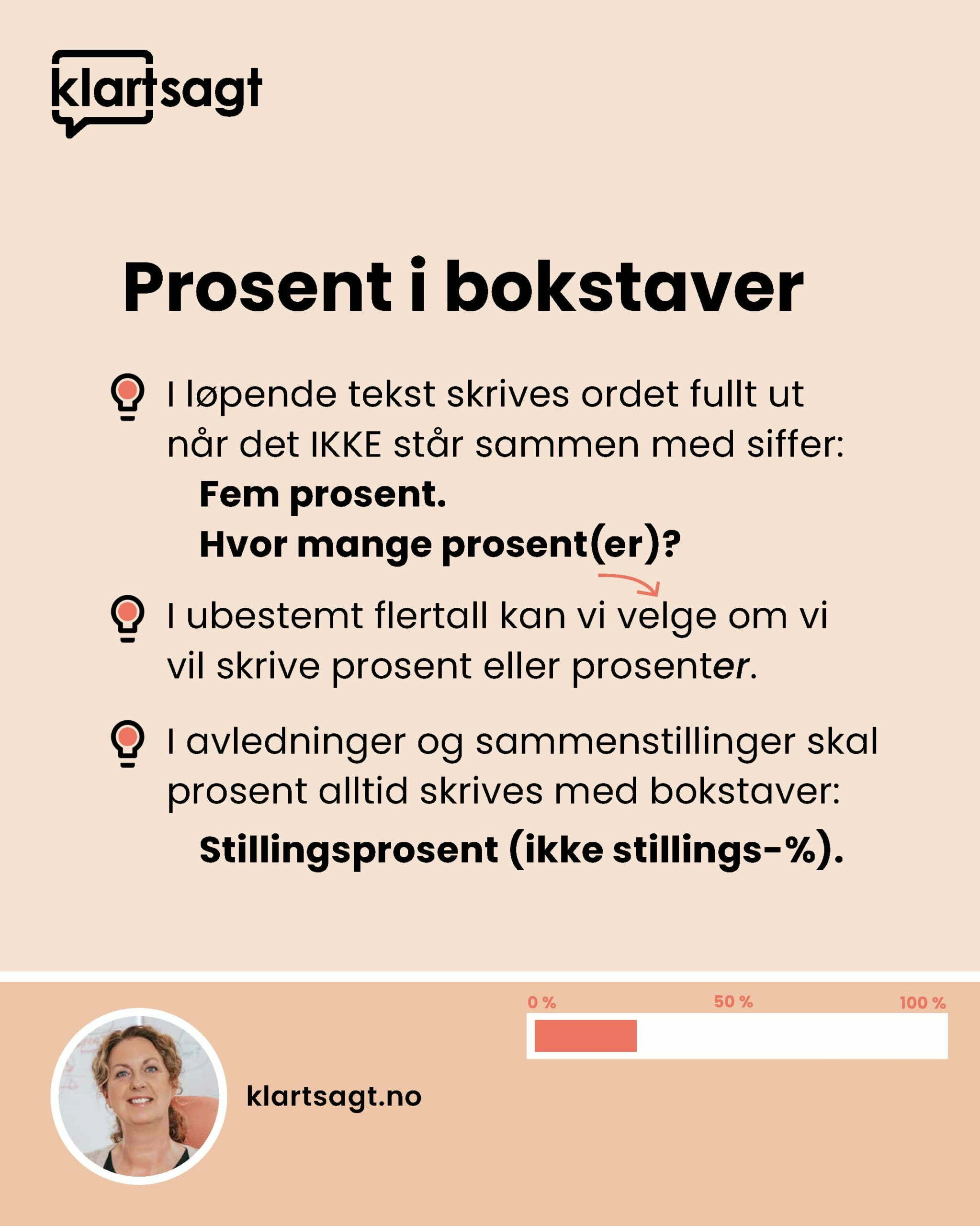 100 % klar og korrekt prosentformidling - Klart Sagt