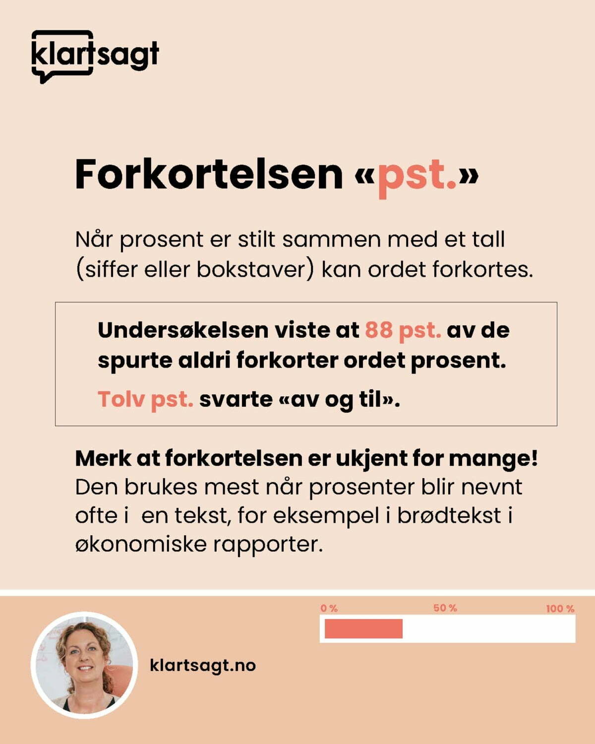 100 % klar og korrekt prosentformidling - Klart Sagt